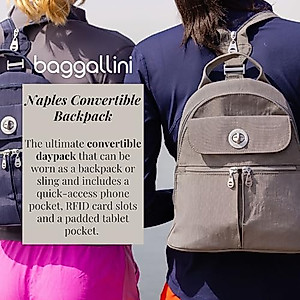 Baggallini Naples Convertible Small Daypack Sling Crossbody, Sterling Shimmer