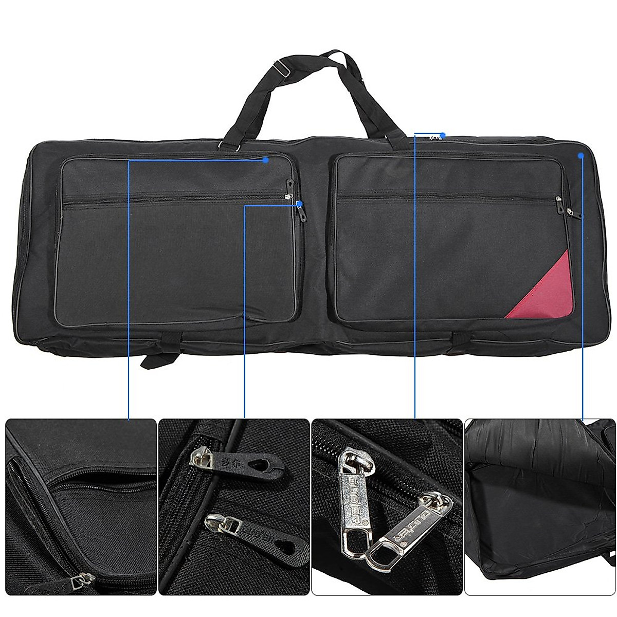 Btuty Keyboard Gig Bag for 73-Key/76-Key Electric Piano, Soft Case, Durable 600D Cloth PE Foam Padded Dual Zipper