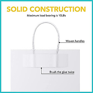 GSSUSA Kraft Paper Gift Bags 5.25x3.75x8 Paper Bags with Handles, White (20 Pcs), Bulk Kraft Gift Bag for Shopping, Craft, Grocery, Party, Retail, Lunch, Business, Wedding, Merchandise, Boutique