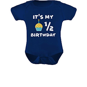 Tstars Half Birthday Outfit Baby Boy Girl One 1/2 Year Old Milestone Infant Bodysuit 12M (6-12M) Navy