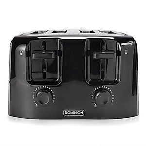 Dominion 4-Slice Toaster with Shade Control, Slide-Out Crumb Tray, Auto-Shutoff Cord Storage & Cool Wall, Toast Lift, Black
