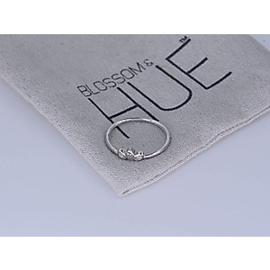 Blossom and Hue Sterling Silver Delicate Dainty Ring for Stacking Three-Stone Marquise Ring