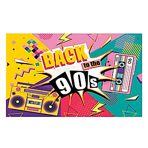 Funnytree 90's Backdrop for Party Back to 90's I Love The 90s Photography Background Retro Hip Hop Theme Radio Fashion Disco Rock Music Banner Birthday Decoration Supplies Studio Props