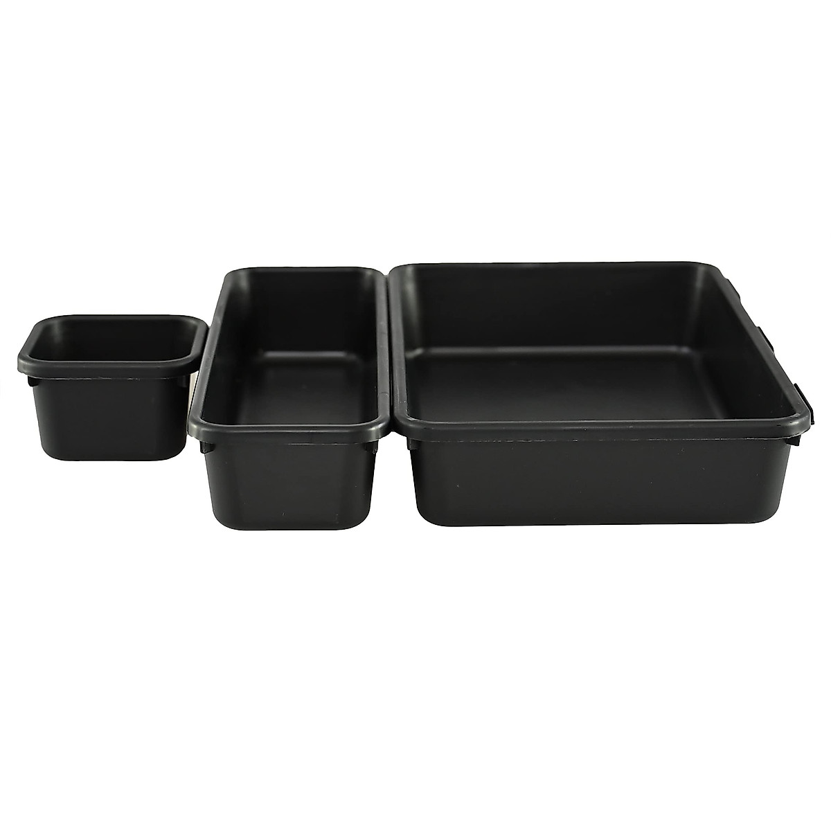 HOME-X Connecting Organizer Trays, Set of Interlocking Adjustable Trays for Organizing Office Supplies and Kitchen Utensil Drawers, Set of 8, 3 Sizes, Black