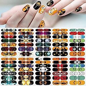 TailaiMei 10 Sheets Halloween Nail Wraps Stickers Nail Polish Strips Self-Adhesive Full Wraps with 2 pcs Nail Files for DIY Nail Art Decals (Horror Style)