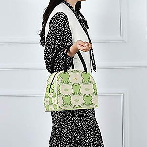 Lunch Bag Women Reusable Tote Bag Cooler Insulated - Cute Frog Lunch Box for Office Picnic Adults