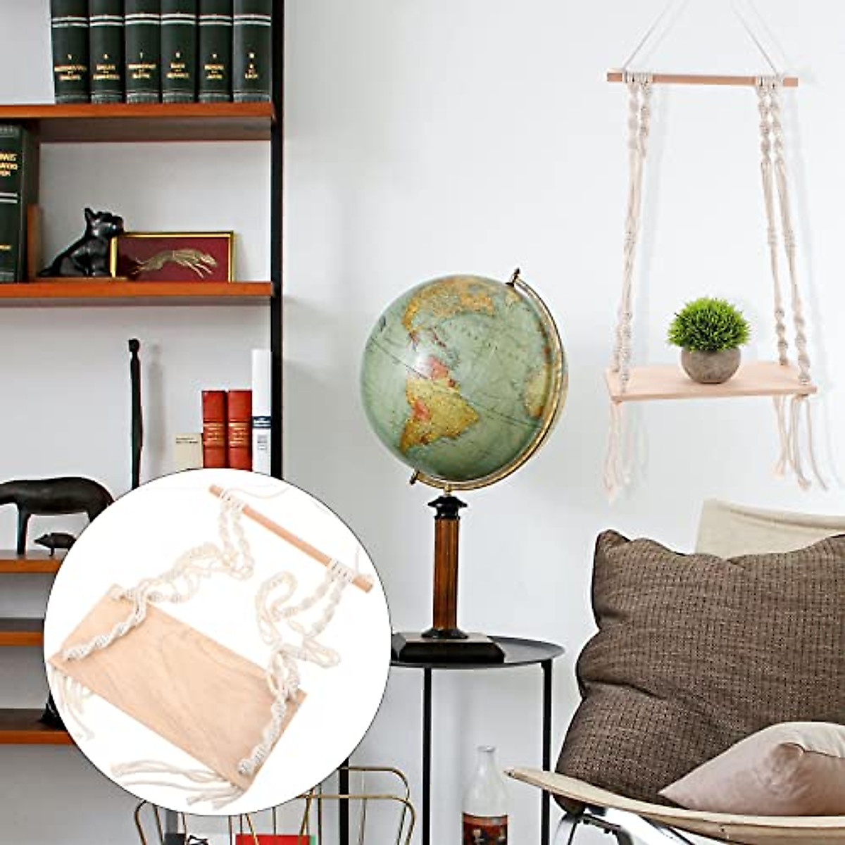 Garneck Home Decor Wall Mounted Shelves Macrame Wall Hanging Shelf Handmade Macrame Shelf Woven Hanger for Plants and Decor Hanging Bohemian Shelf Plants Decor Decoraciones para Salas De Casa