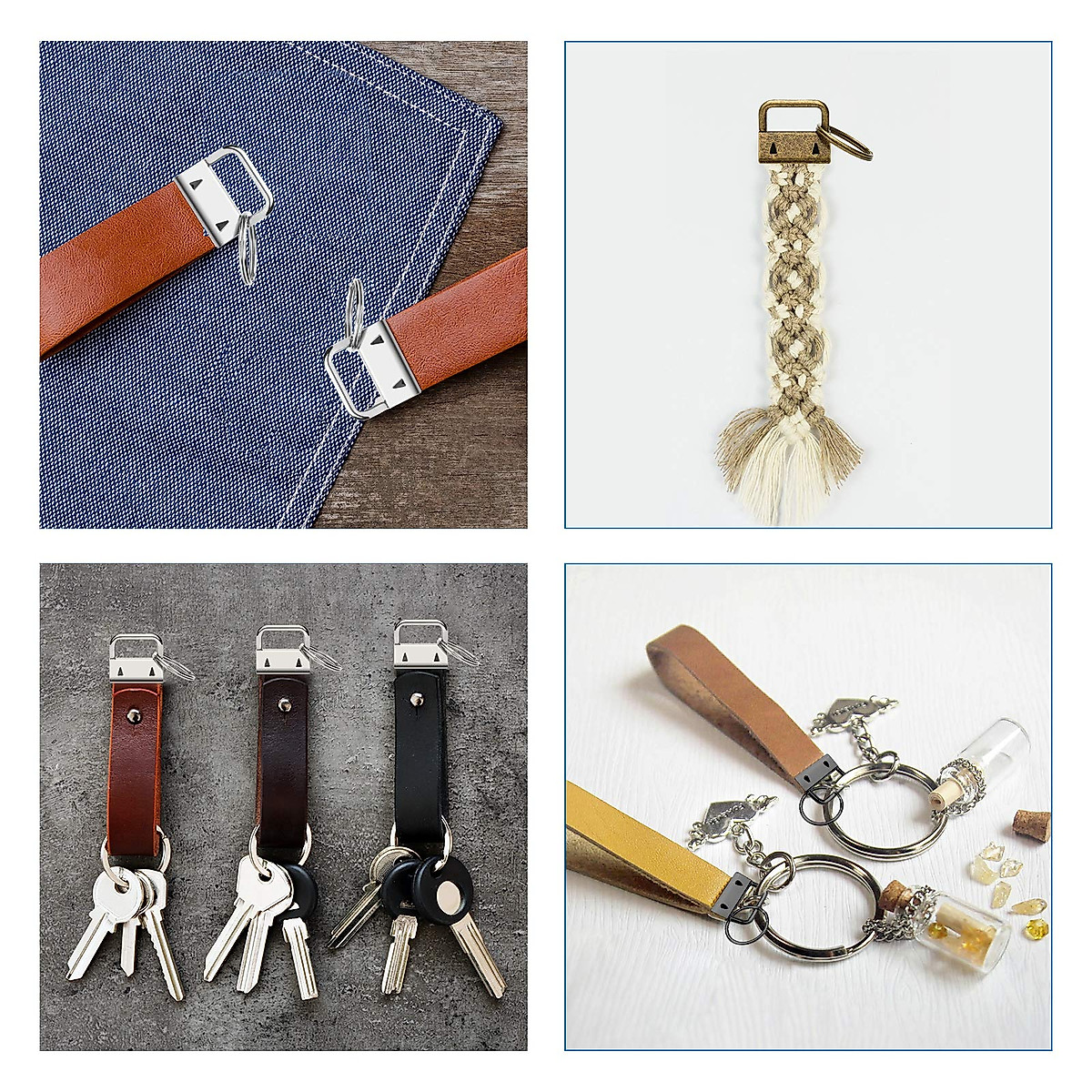 Key Fob Hardware, 40 Pcs 1Inch 25mm 5 Colors Key Fob Hardware Kit Keychain Hardware Pliers Attach Rubber Tips for Wristlet Keychain, Key Lanyard and Key Chain Making Hardware Supplies Install