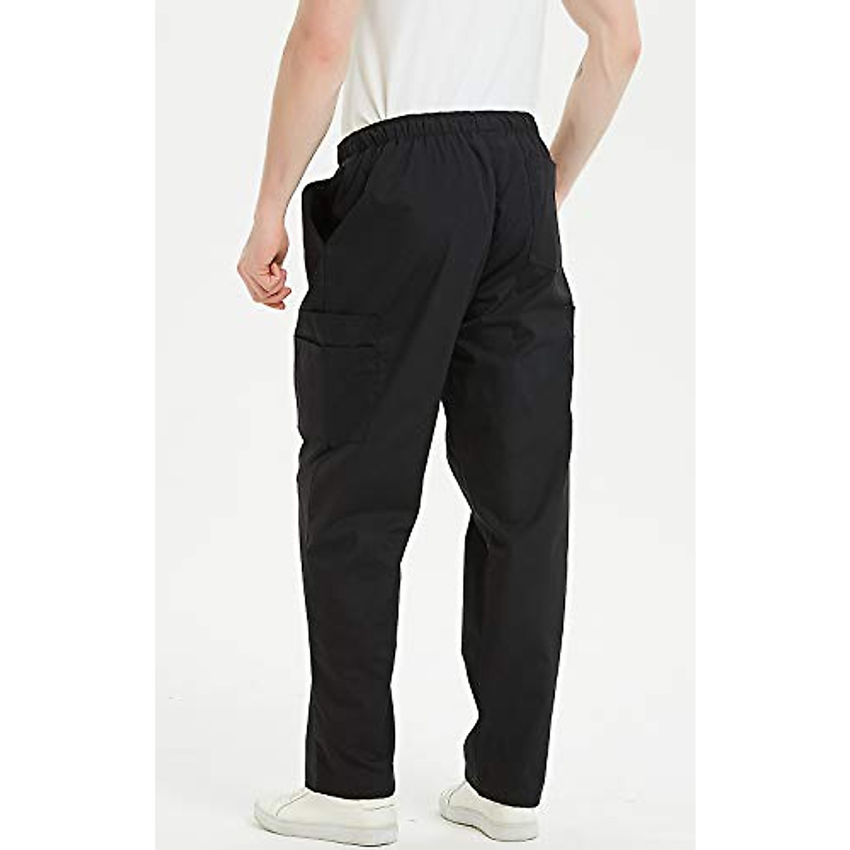 VOGRYE Men's Scrubs Pant Cargo Scrubs Pant with Poctets (M, Black)