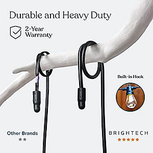 Brightech Ambience Pro Solar Powered Outdoor String Lights, Commercial Grade Waterproof Patio Lights, 27 Ft Edison Bulbs, Shatterproof LED Solar String Lights for Outdoors - 1W LED, Soft White Light