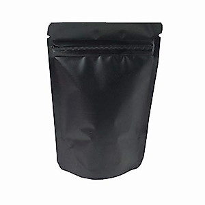 PABCK 100 Pcs 4.7x7.87 inch Matte Black Resealable Stand Up Bags with Window Heat Seal Bulk Food Storage Packaging Foil Pouches