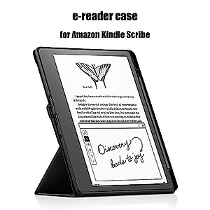 Suitable for Kindle Scribe 2022 E-Book Protective Case Shell 10.2 Inch Reader Multi-Folding Stand Protection Magnetic Belt Auto Sleep/Wake Function Solid Color,Black