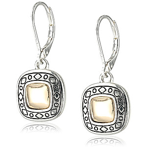 Napier Pattern Balance Two Tone Leverback Drop Earrings