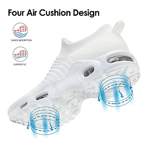 COASIS Women's Walking Shoes Slip on Sock Sneaker Mesh Air Cushion Work Nurse Shoes, Size 7, White