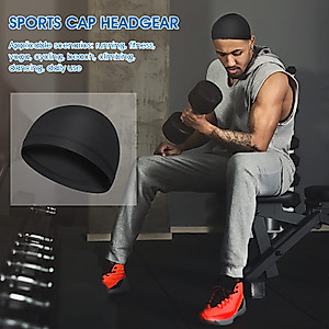 Yolev 4 Pieces Men Skull Caps Soft Helmet Liner Cycling Running Hat Cotton Beanie Sweat Wicking for Men Women Black