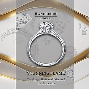 Stunning Flame 0.75ct Solitaire Engagement Ring White Gold Plated Sterling Silver Cubic Zirconia Wedding for Women | Excellent Cut, D Color, FL Clarity & Exquisite Polish| Size 6