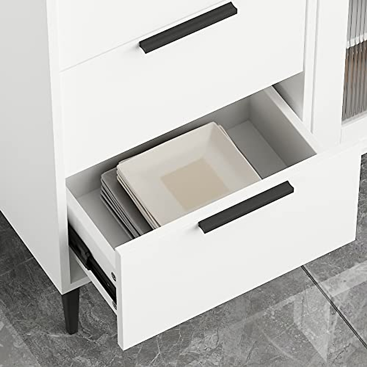 BAYCHEER Contemporary Style 32-inch Height Sideboard Artificial Wood Cupboard for Living Room - Green 77" L x 12" W x 31" H