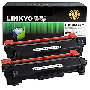 LINKYO Compatible Toner Cartridge Replacement for Brother TN760 TN-760 High Yield TN-730 (2-Pack, Design P1)