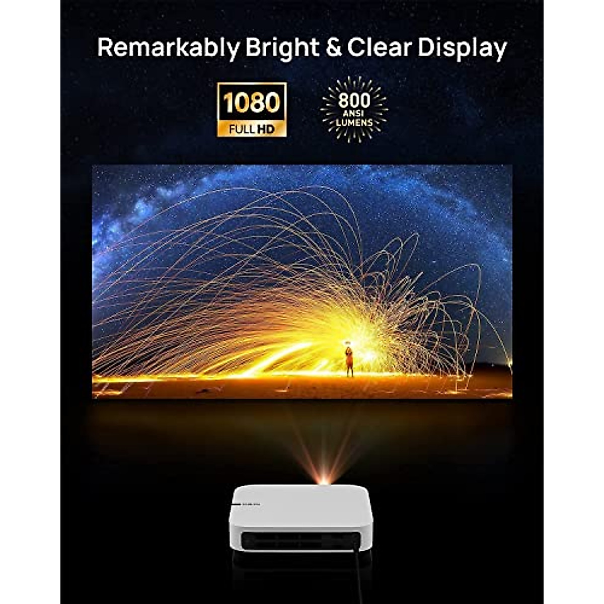 XGIMI Elfin Mini Projector with Carry Case and 3D Glasses, Ultra Compact 1080P Portable Projector 4K Input Supported for Movies & Gaming, Android TV 10.0, 800 ANSI Lumens, HDR 10+