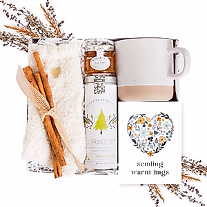 UnboxMe Tea Lover's Gift Basket – Self-Care Gift Box with Cozy Socks, Ceramic Mug, Chai Tea, Honey & Cinnamon | Perfect Get Well Soon or Relaxation Gift for Women