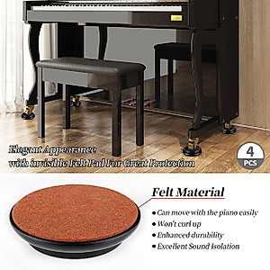 Piano Caster Cups Leg Floor Protectors WOGOD Upright Piano Caster Cups Felt Bottom Leg Pads for Wood Floor Furniture …