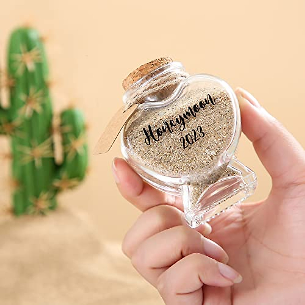 Honeymoon Sand Keepsake Jar, Romantic Honeymoon Gifts for Newlywed Couple, Bride & Groom, Bridal Shower Gifts, Wedding Registry, Engagement, Unique Travel Gift Ideas, Honeymoon Essentials (Heart Shaped Jar-2023)