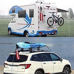 MOPHOEXII kayak safety flag canoe flag towing flag，kayak accessories safety kit，red kayak flag with Webbing Fit for Kayaks Canoes(Red with Reflective Strips)