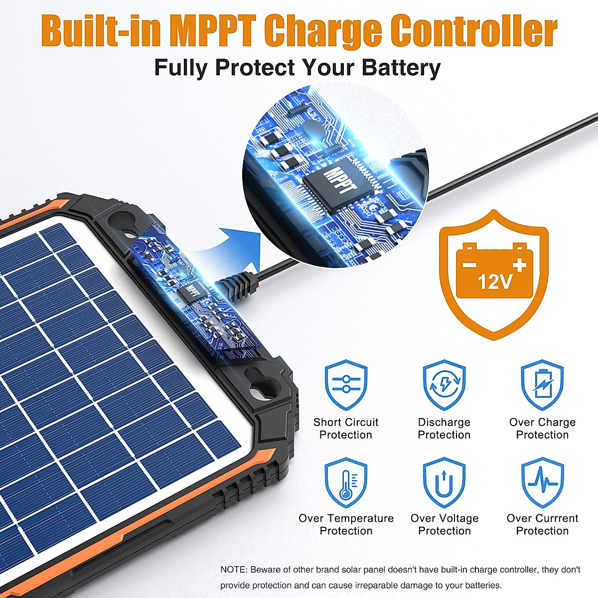 GROPOW 10W 12V Solar Battery Trickle Charger Maintiner, Built-in Smart MPPT Charge Cntroller, Waterproof 10 Watt 12 Volt Solar Panel Charging Kits for Car Auto Boat Marine RV Trailer Motorcycle, etc