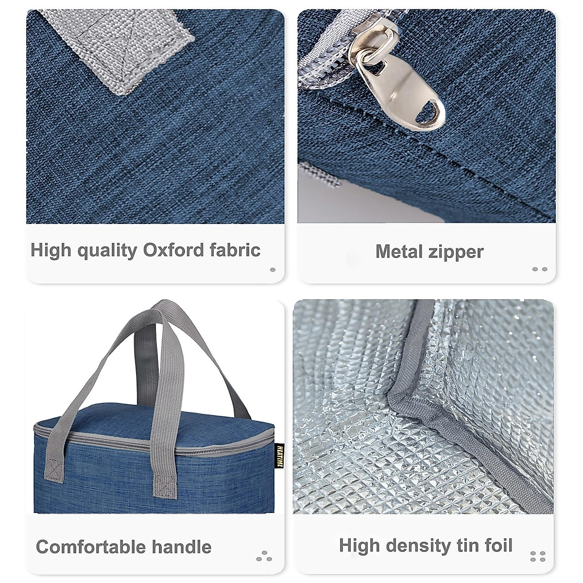 YUMINGUHC 6 Cans Lunch Bag for Men Women Lunch Box Small Soft Side Cooler Bag Collapsible Insulated Thermal Tote for Work Travel Picnic Food Drink Cool Bag (Navy Blue)