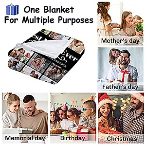Best Mom Ever Custom Blanket, Birthday Gifts for Mom from Daughter Son with Pictures, Customized Photo Collage Mother Blankets Wife Birthday Gifts, Personalized Flannel Blanket with Photo as a Gift