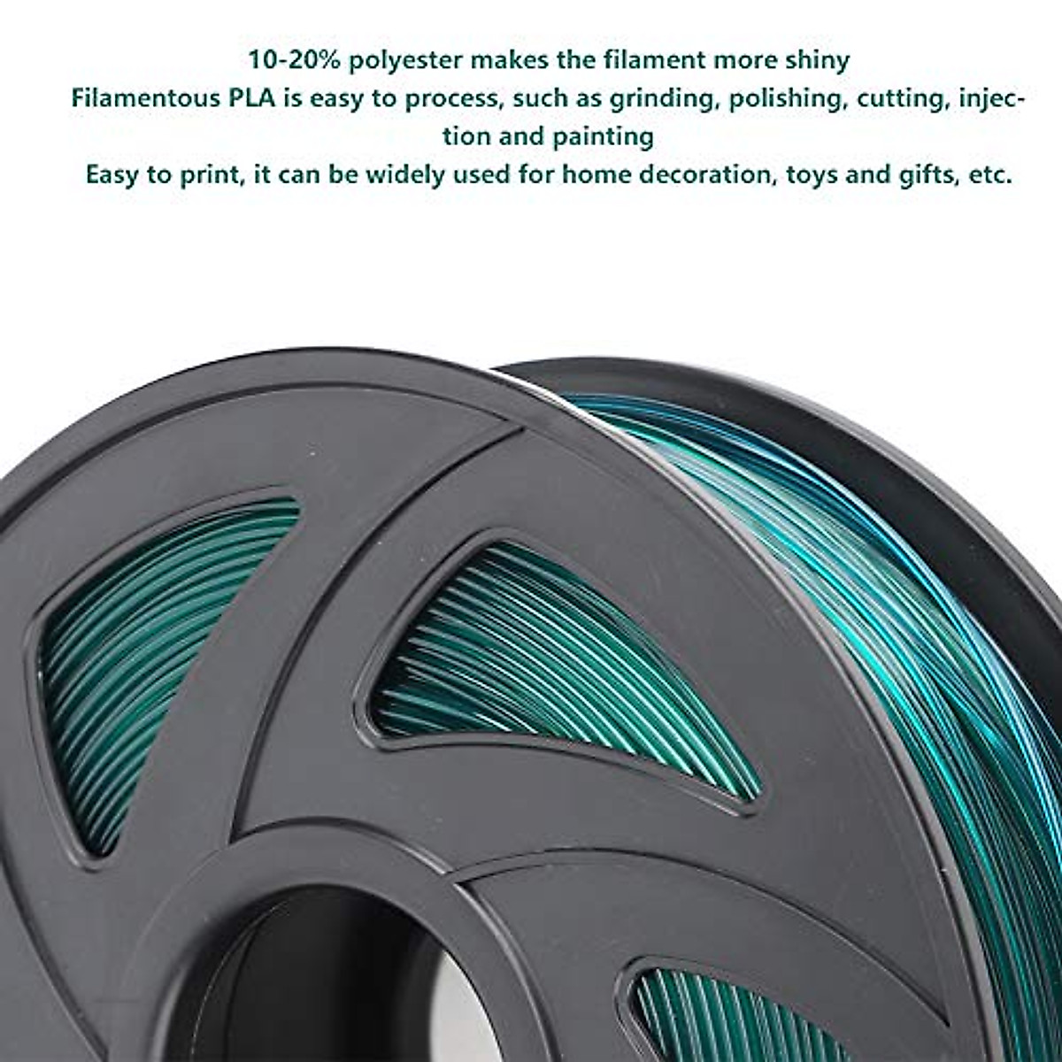 1.75mm 1KG 3D Printer Filament Transparent Green 3D Printing Material Neatly Wound PLA Meta Long Filament Bundle 3D Printer Accessories for Home Decoration