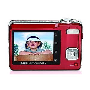 Kodak EasyShare C180 10.2MP Digital Camera with 3x Optical Zoom and 2.4 inch LCD - Red
