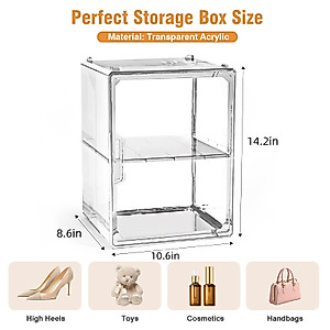 UTHIN 9Pack X-Large 2 Tiers Acrylic Display Case with Division Board, Clear Storage Box for Loungefly Backpack, Anti-Dust Stackable Bag Container Box with Magnetic Door