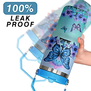 30oz Insulated Butterfly Tumbler with Handle, Featuring a Leak-proof 2-in-1 Lid and Straw, a Vacuum-insulated Travel Coffee Mug, Portable Stainless Steel Water Bottle, Suitable for Both Women and Men