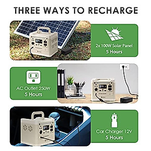 RAINBOW Portable Power Station 320W, 298Wh Backup LiFePO4 Battery, 2 x 110V/320W(Peak 640W) AC Outlets, Solar Generator for Outdoor Camping, Quick Charge for Home, Hiking