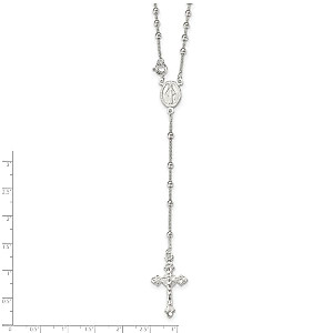 IceCarats 925 Sterling Silver Bead Rosary Necklace 16 inch Chain