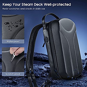 TiMOVO Carrying Case for Steam Deck Console & Accessories, Crossbody Protective Storage Bag Shockproof Anti-Collision Shoulder Chest Portable Backpack fit Steam Deck for Going Out, Black
