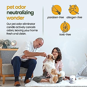 Gerrard Larriett - Deodorizing Soy Candles for Pets, Scented Candles for Removing Pet/Household Odors, Lasts up to 40 Hours, White Candles for Home Scented with De-Stress Lavender & Chamomile Fragrance, 10 oz