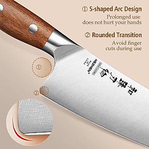 HEZHEN Pro Chefs Knives 8.3 Inch,High Carbon German 1.4116 Steel,Stainless Steel Rivets with Red Wood Handle，Razor Sharp,Super Edge,with Woodern Knife Sheath