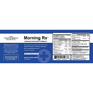 Morning RX - Post Party Pills for Better Mornings 60 Caps, Dehydration Supplement - Vitamins, Electrolytes, Magnesium, Potassium, Zinc - No Gluten, Caffeine or Hocus Pocus - Why Suffer After Drinking?