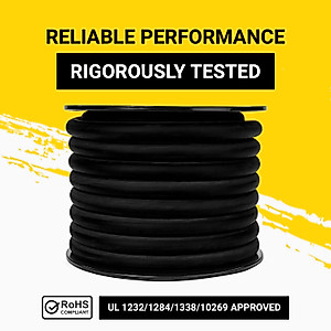 Spartan Power Welding Lead & Car Battery Cable Copper Wire - DIY Bulk Car Battery Cable, Pro American Made Automotive Grade Battery Cable - 600 Volt, 4 AWG, 10 Foot, Black