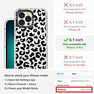 MOSNOVO for iPhone 13 Pro Case, [Buffertech 6.6 ft Drop Impact] [Anti Peel Off] Clear Shockproof TPU Protective Bumper Phone Cases Cover with Black Leopard Print Design for iPhone 13 Pro