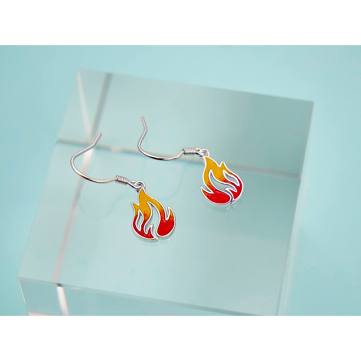 PELOVNY Flame Fire Earrings for Women S925 Sterling Silver Nature Fire Nation Drop Dangle Hook for Girlfriend Lover