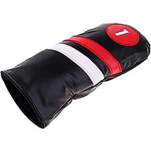 SGerste 1 or 3Pcs Golf Headcovers Set 1 3 5 Driver & Fairway Woods Head Covers with Elastic Closure Waterproof PU Leather Golfer Equipment Gift (Black Driver Cover)