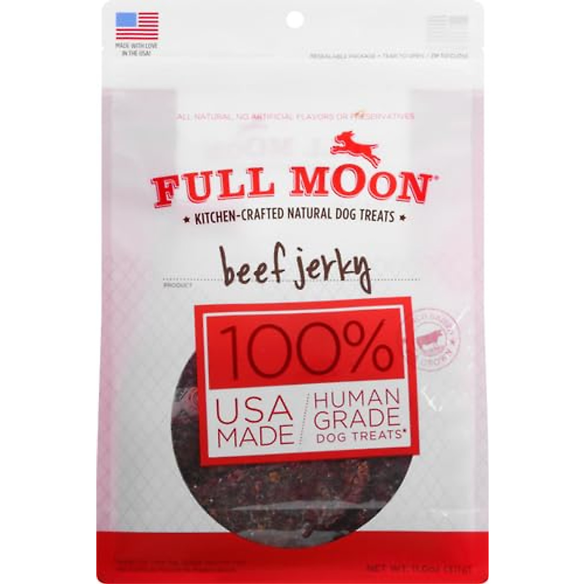 Full Moon Beef Jerky Healthy All Natural Dog Treats Human Grade Made in USA Grain Free 11 oz