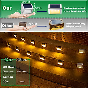 JSOT Solar Lights Outdoor for Deck,Waterproof Solar Powered Steps Light Outdoor Wireless LED Lamp Fence Lighting Walkway Patio Stair Garden Path Rail Backyard Fences Post 8 Pack Warm White