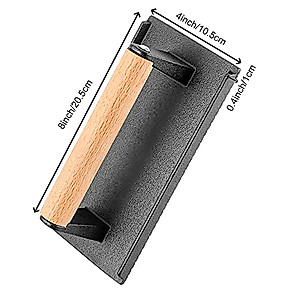 HOIGON 2 PCS 8 x 4 Inch Heavy Duty Cast Iron Grill Press, Flat Bottom Steak Weight Bacon Barbecue Presses with Solid Wood Handle for Burgers, Bread, Pushing Down On Steaks