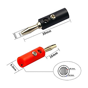 CenryKay Banana Plugs Speaker, 10 Sets (10Red + 10 Black) 4mm Audio Speaker Wire Cable Connector Cable Plugs