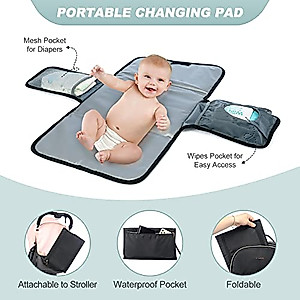 LOVEVOOK Diaper Bag Backpack, Quilted Baby Bag with Changing Pad & Pacifier Holder, Waterproof Travel Diaper Bags with USB Charging Port, Stylish and Large Capacity, Black