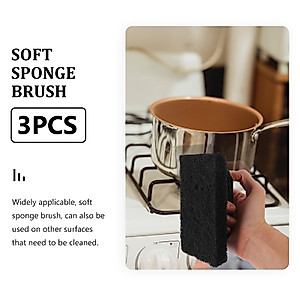 Luxshiny Flat Grill Scrubber 3pcs Grill Brush Scraper Heavy Duty Griddle Scrubber Scouring Pad Griddle Cleaning Brush for Charcoal Gas Grills Cast Iron Cookware Oven Grate Stovetop Bbq Cleaning